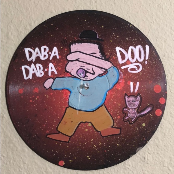 Wall Decor | Dab Cartoon Street Art Painting Cat Original On Lp | Poshmark